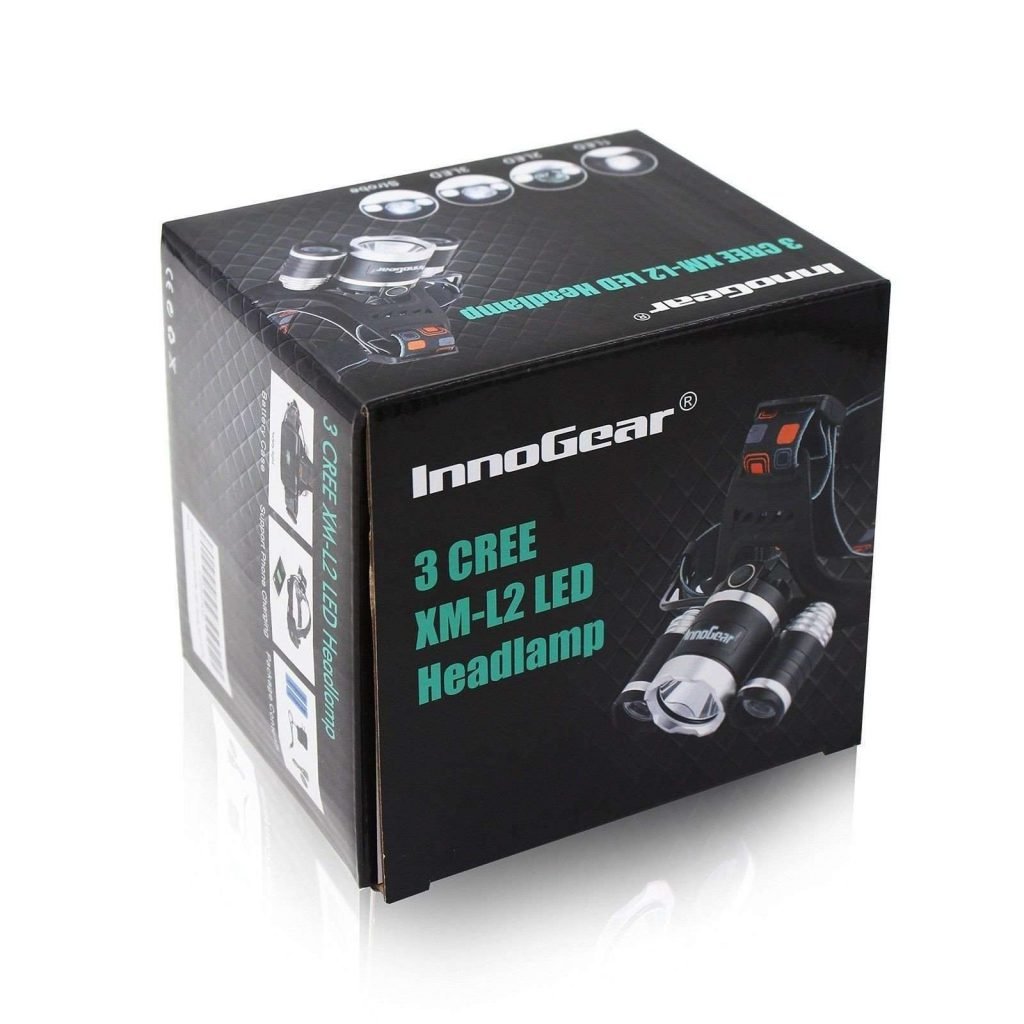 Innogear 5000 Lumen Bright Headlight Headlamp Flashlight Torch 3 Cree ...