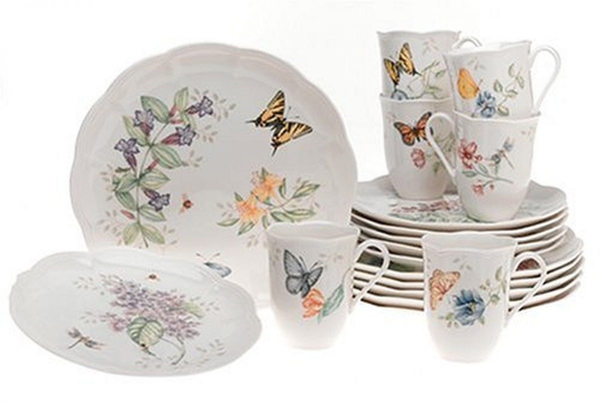 Lenox Butterfly Meadow 18-Piece Dinnerware Set Service For 6 - Swiftsly