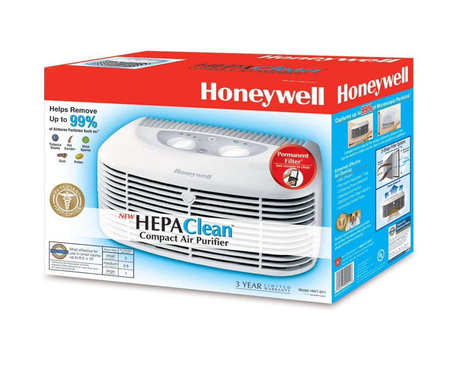 Honeywell Hht-011 Hepaclean Compact Air Purifier 85 Sq Ft - Swiftsly