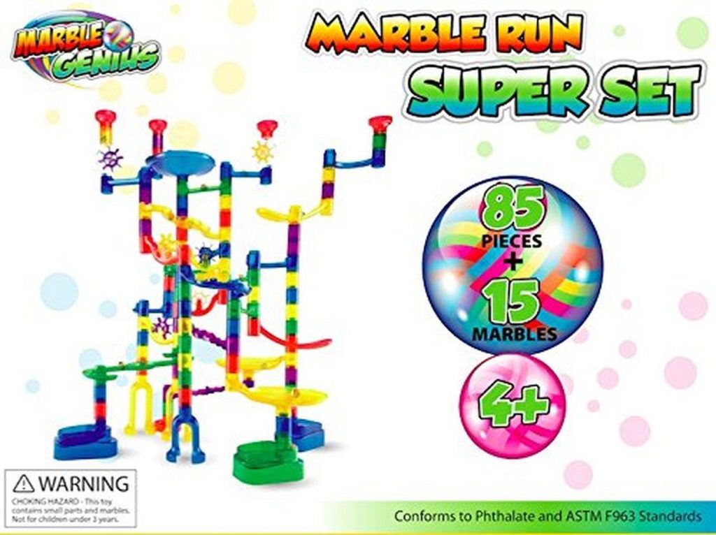 Marble Genius Marble Run Super Set - 85 Marbulous Pieces + 15 Glass ...
