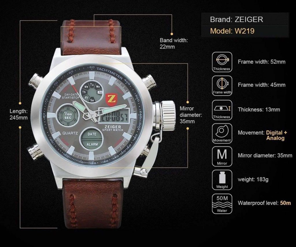 Zeiger Men's Unusual Vietnam Military Sport Wrist Watch Forces Marine ...