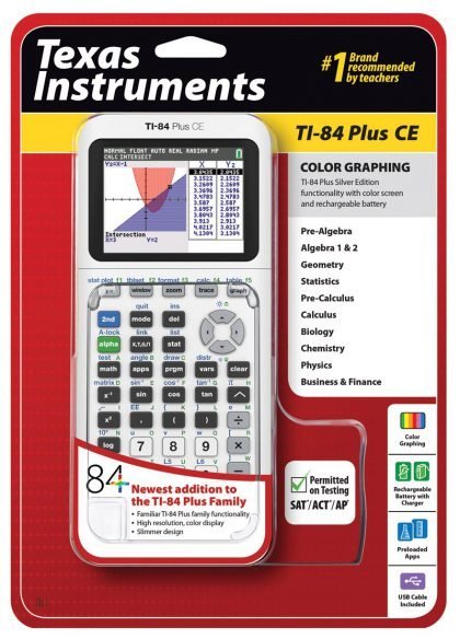 Texas Instruments TI-84 Plus CE Graphing Calculator, White Standard ...