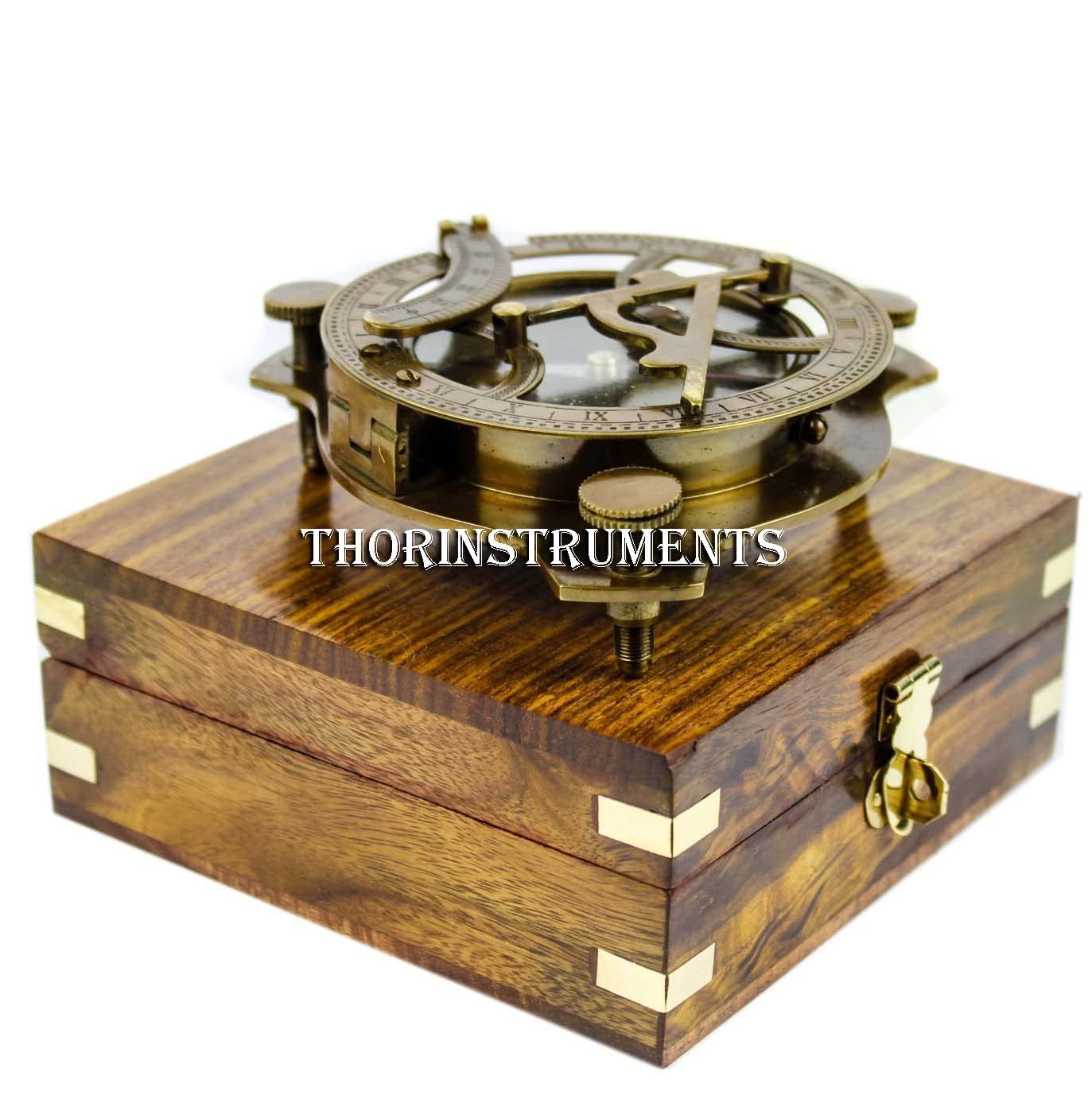 THOR INSTRUMENTS 5" Triangular Beautiful Nautical Sundial Compass With ...