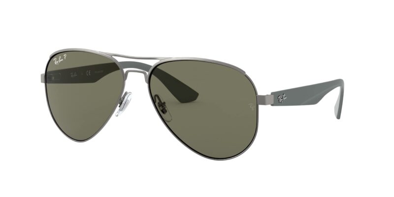 Ray-Ban Men's Rb3523 Aviator Sunglasses Matte Gunmetal/Polarized Green ...