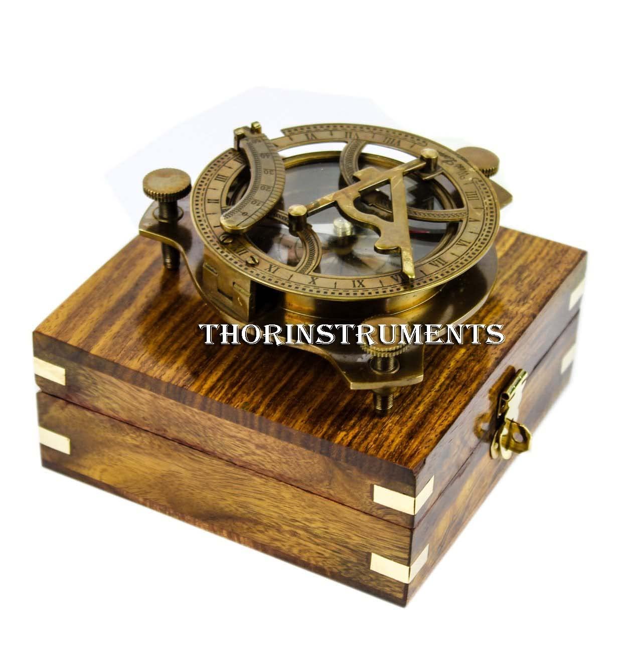 THOR INSTRUMENTS 5" Triangular Beautiful Nautical Sundial Compass With ...