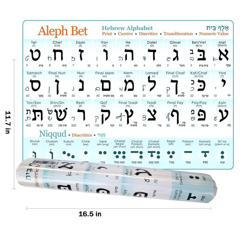 Hebrew Alphabet Poster (Print & Cursive) UV Protected Study Sheet ...