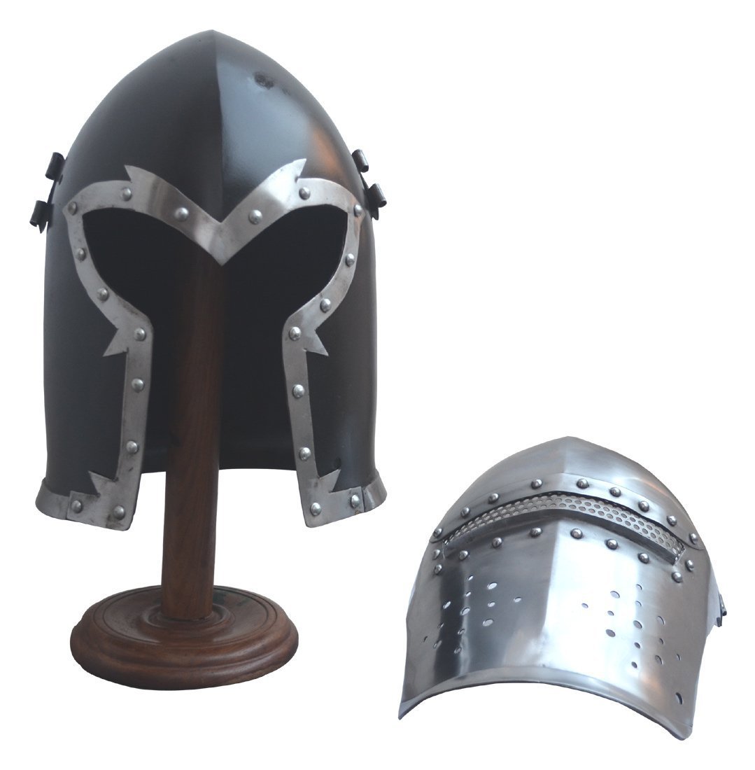 Viking Battle Visored Knight Black Helmet Medieval Barbute Helm Armor ...