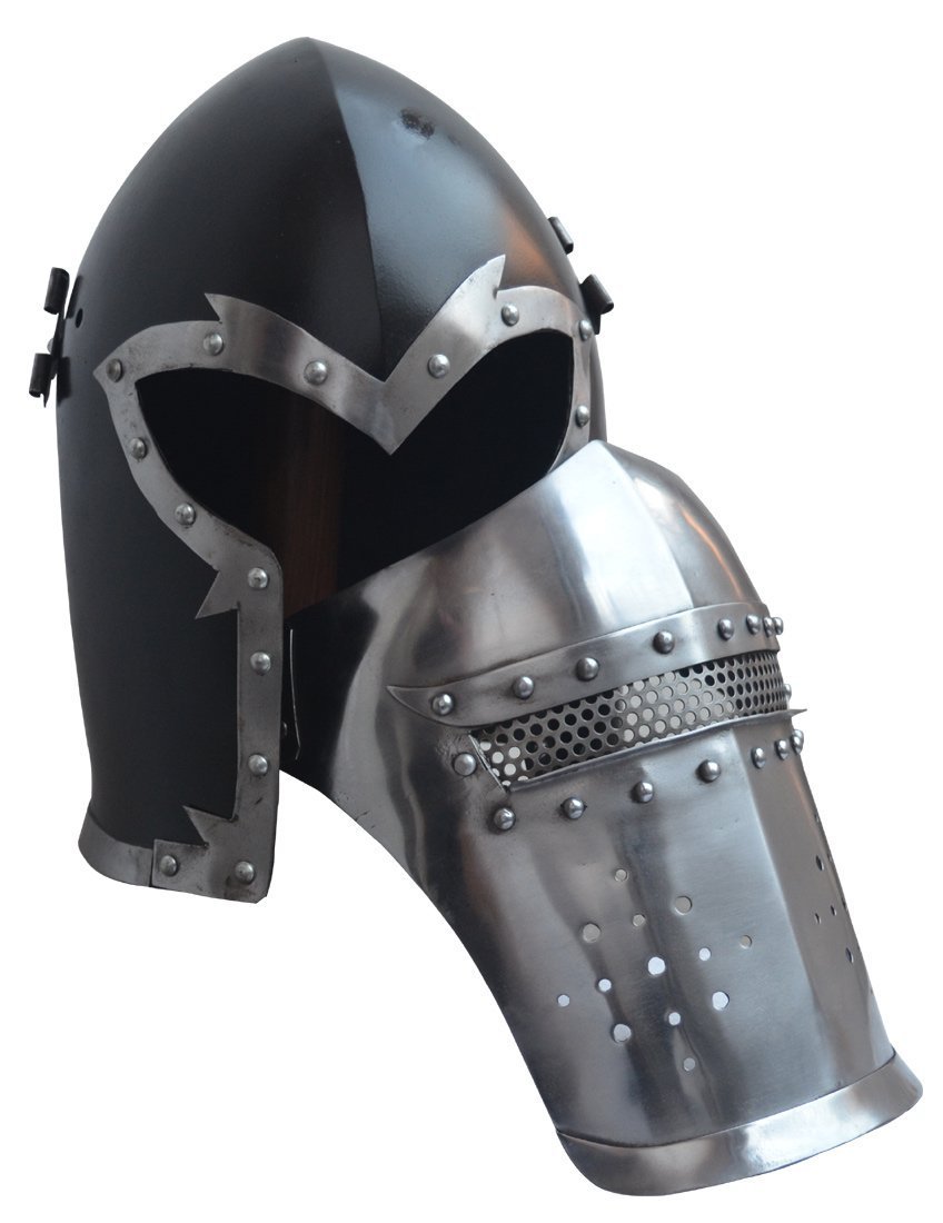 Viking Battle Visored Knight Black Helmet Medieval Barbute Helm Armor ...