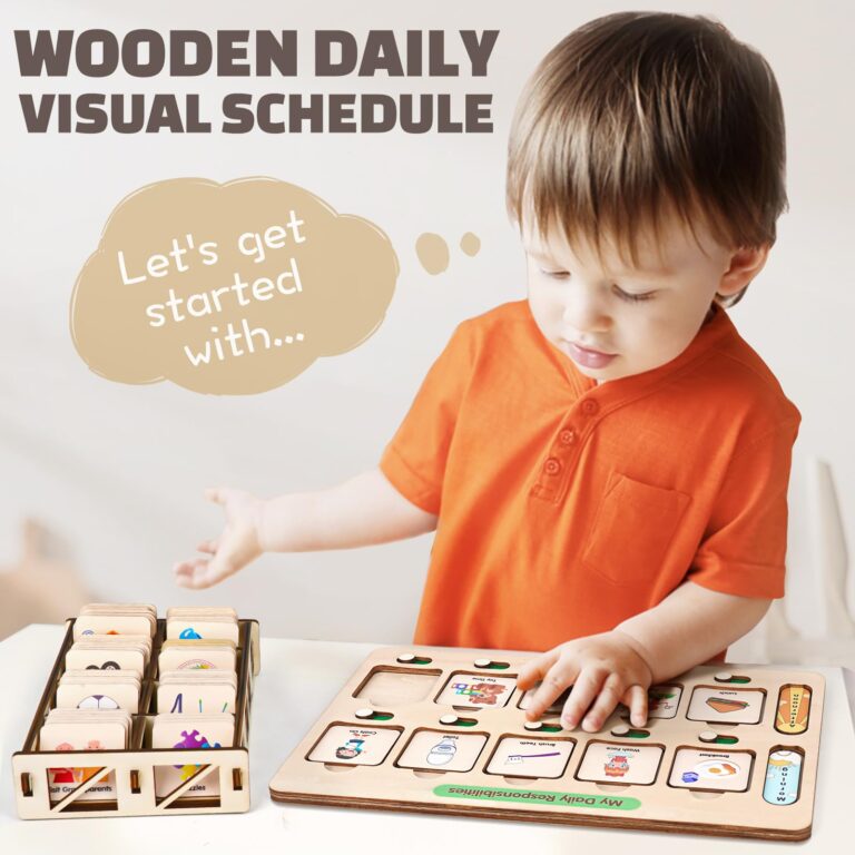 Dreamon Wooden Visual Schedule For Kids Chore Chart, Morning Bedtime ...