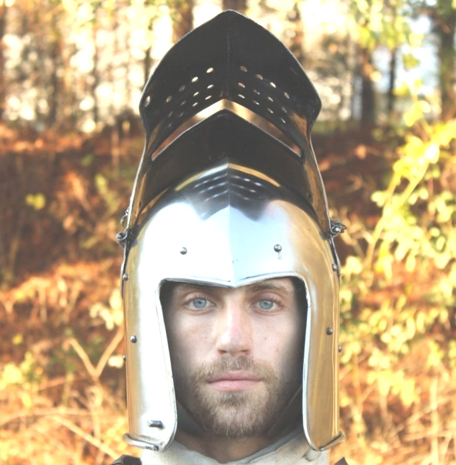 Medieval Renaissance Detachable Visor Barbute 18 Guage Functional ...