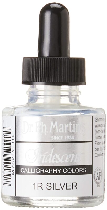 Dr. Ph. Martin's Calligraphy Color (1R) Ink Bottle, Iridescent Silver ...