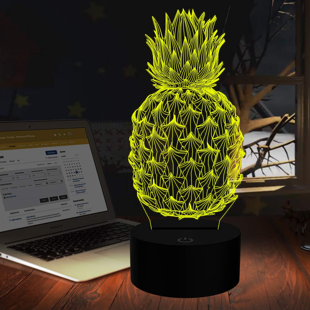 Pineapple 3D Illusion Lamp LED Pineapple Night Light For Living Bedroom ...