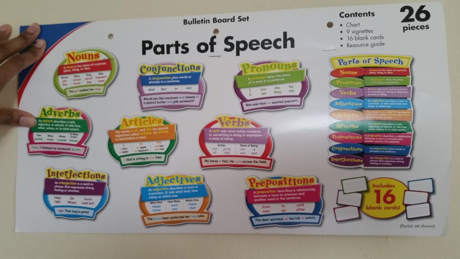 Carson Dellosa Parts Of Speech Bulletin Board Set—Parts Of Speech Chart ...