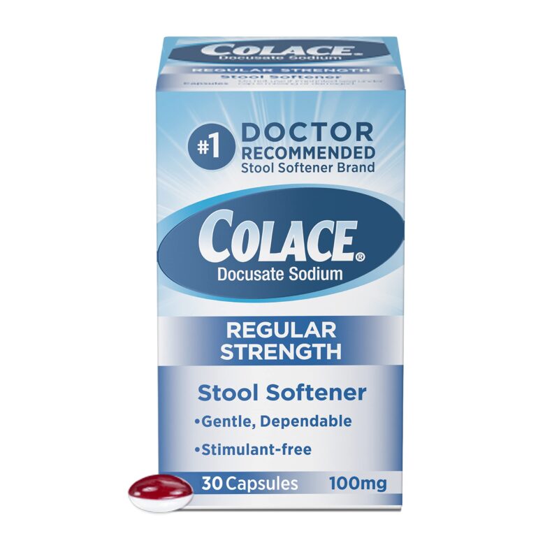 Colace Docusate Sodium Stool Softner, 100 Mg Capsules, 30 Count 30 ...