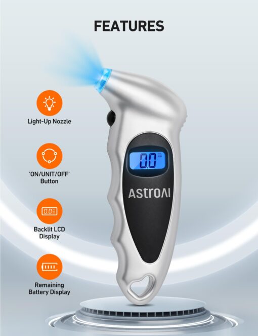 AstroAI Digital Tire Pressure Gauge 150 PSI 4 Settings For Car Truck ...