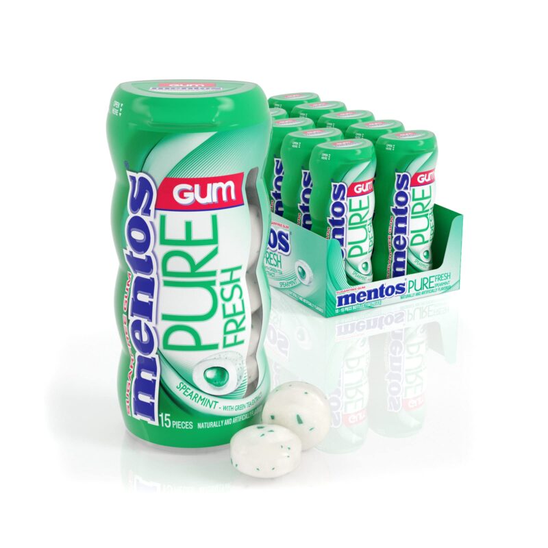 Mentos Pure Fresh Sugar-Free Chewing Gum With Xylitol, Spearmint, 15 ...