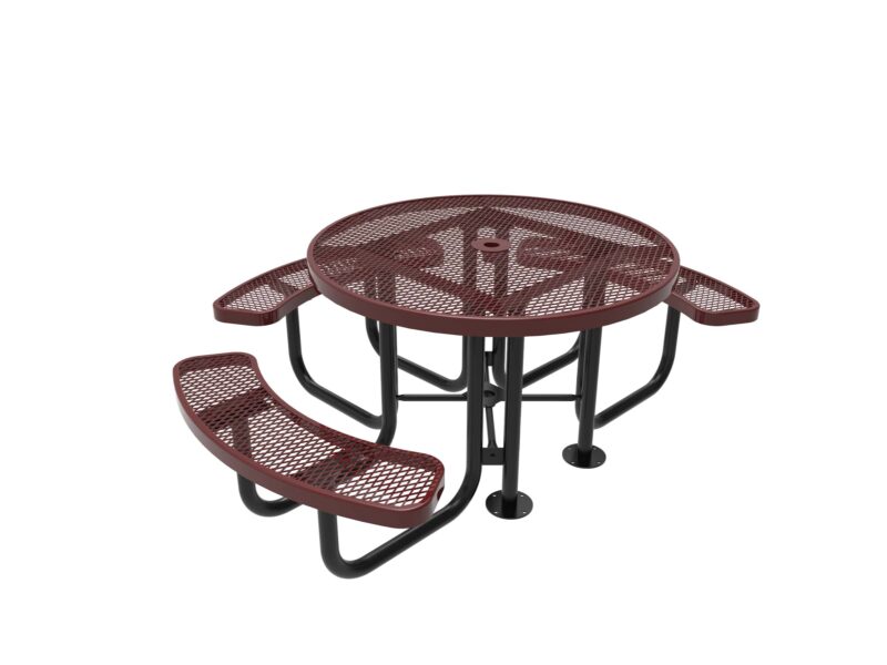 COATED OUTDOOR FURNITURE TRD3-RED Top Round Portable Picnic Table, 46 ...