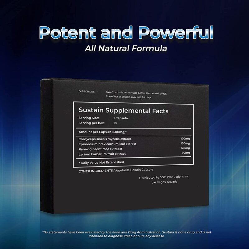 Sustain Male Supplement - All Natural Stamina Support - Revitalize Strength - Improve Energy ...