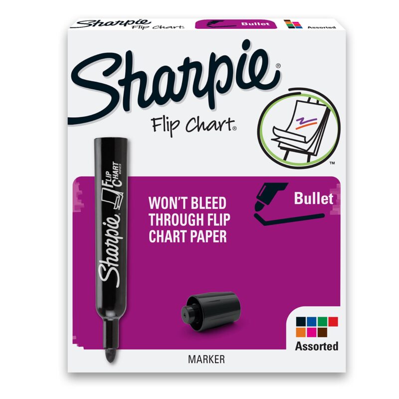 SHARPIE 22478 Flip Chart Markers, Bullet Tip, Colors May Vary, 8-Count ...