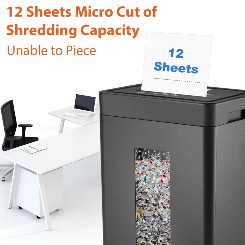 Frossvt Paper Shredder For Home Office Use, 12-Sheet Micro-Cut Paper ...