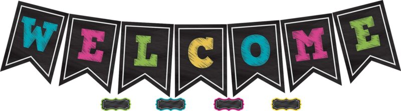 Teacher Created Resources TCR5614 Chalkboard Brights Pennants Welcome ...