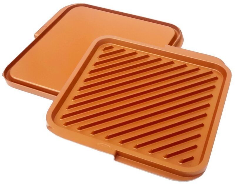 Gotham Steel This Classic Nonstick Double Grill Griddle Pan, Brown ...