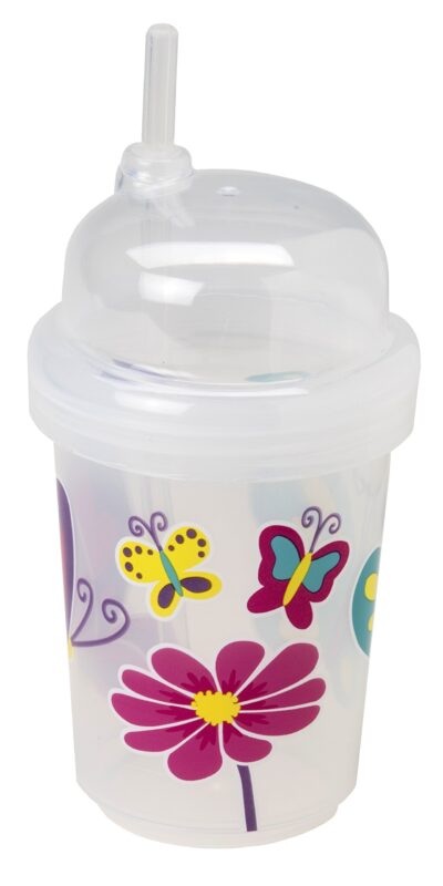 NuSpin Kids 8 Oz Zoomi Straw Sippy Cup, Butterflies Style - Swiftsly