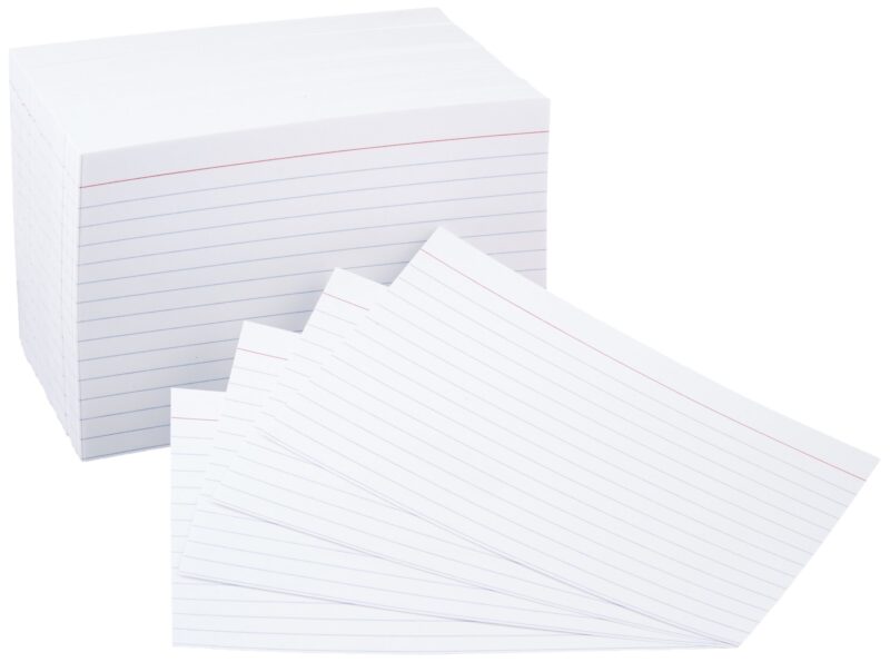 Amazon Basics Ruled Lined Index Note Cards, 500 Count, 5 Pack Of 100 ...