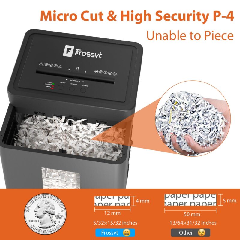 Frossvt Paper Shredder For Home Office Use, 12-Sheet Micro-Cut Paper ...