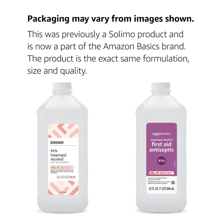 Amazon Basics 91% Isopropyl Alcohol First Aid Antiseptic, Unscented 32 ...