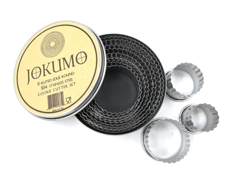 JOKUMO 11 Piece Graduated Sizes Fluted Edge Round Pastry/Cookie Cutter ...