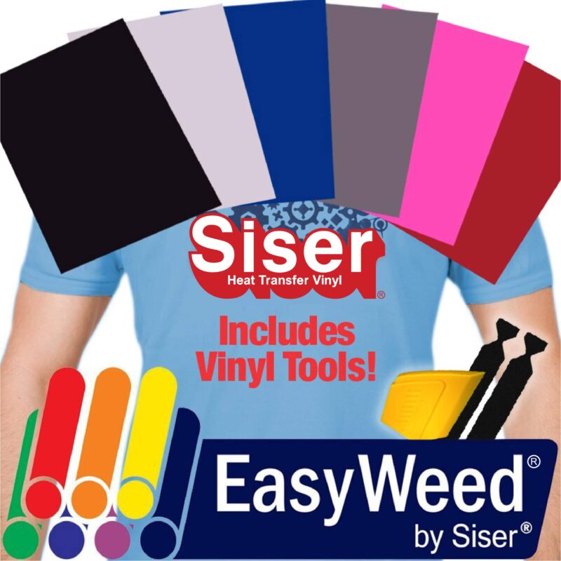 SISER Heat Transfer Vinyl, 12 X 15 Inch 6-Color Starter Bundle ...
