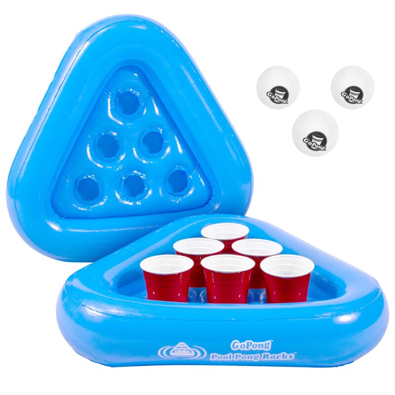 GoPong Pool Pong Rack Floating Beer Pong Set, Includes 2 Rafts And 3 ...