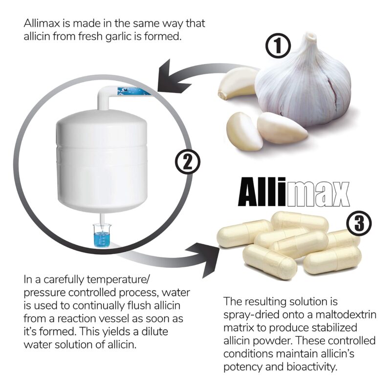 Allimax Pro 450mg 100 Vegicaps. Allicin Garlic Supplement To Support ...