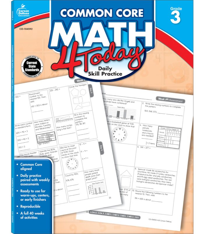 Carson Dellosa Common Core Math 4 Today Workbook—Reproducible 3rd Grade ...