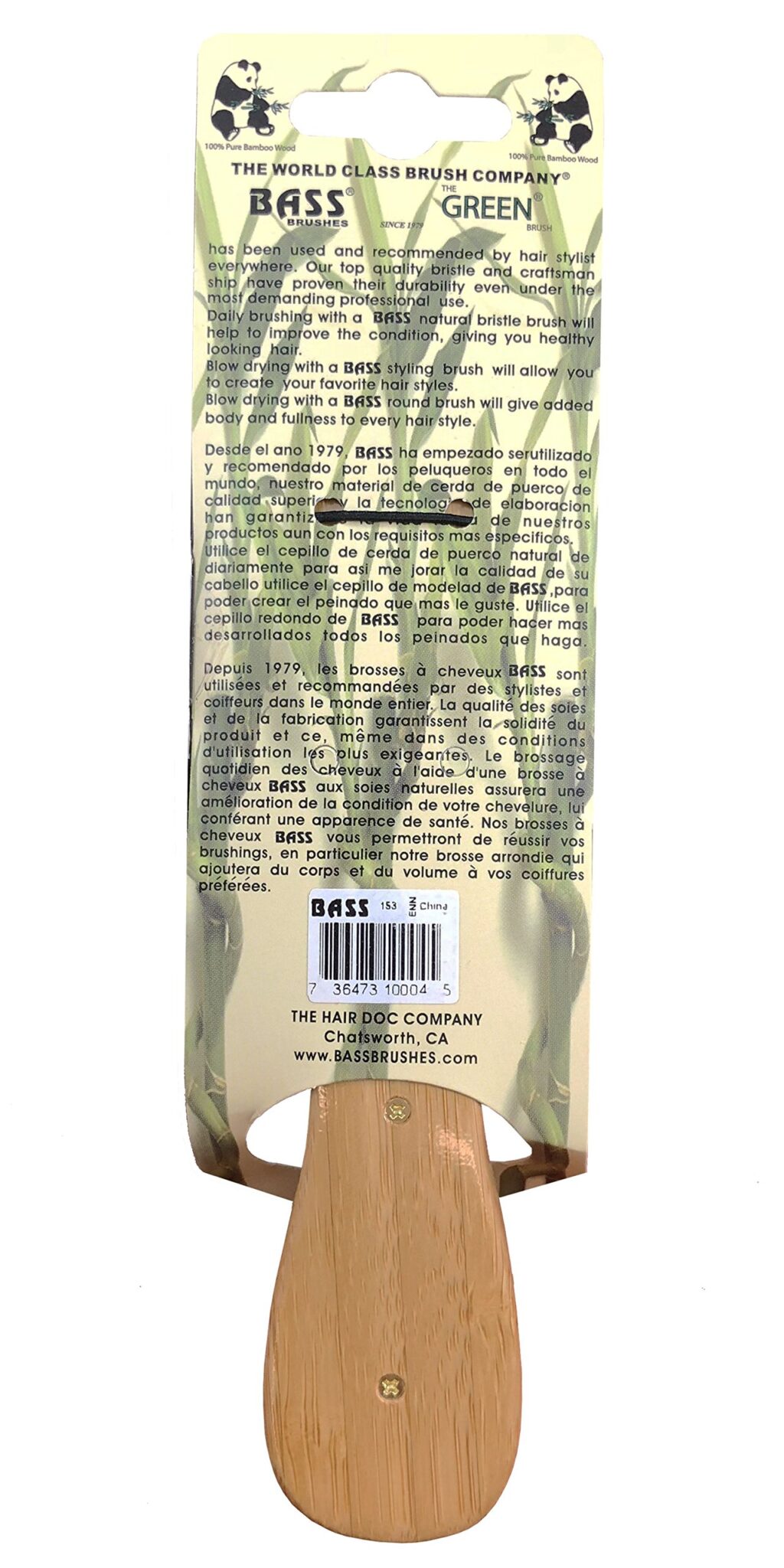 Bass Brushes 100% Wild Boar Bristle Classic Men's Club Style Hair Brush ...