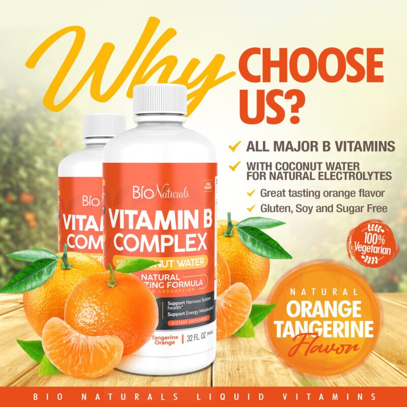 Bio Naturals Vitamin B Complex Liquid Supplement - 100% Natural Energy ...