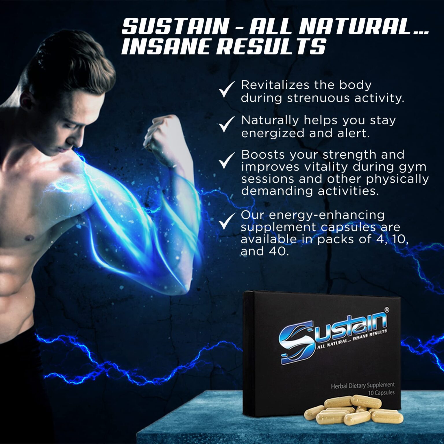 Sustain Male Supplement - All Natural Stamina Support - Revitalize Strength - Improve Energy ...