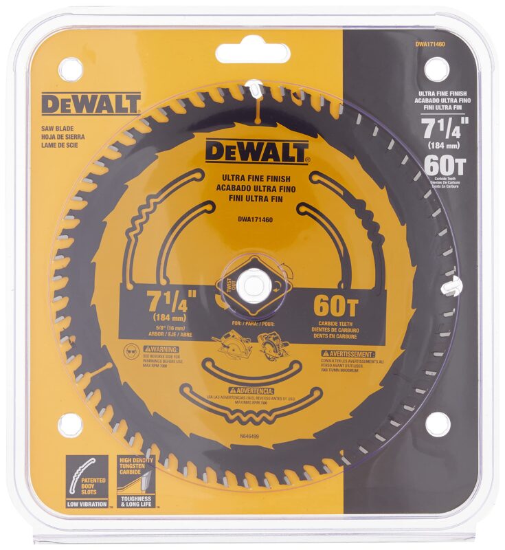 DEWALT Circular Saw Blade, 7 1/4 Inch, 60 Tooth, Wood Cutting ...