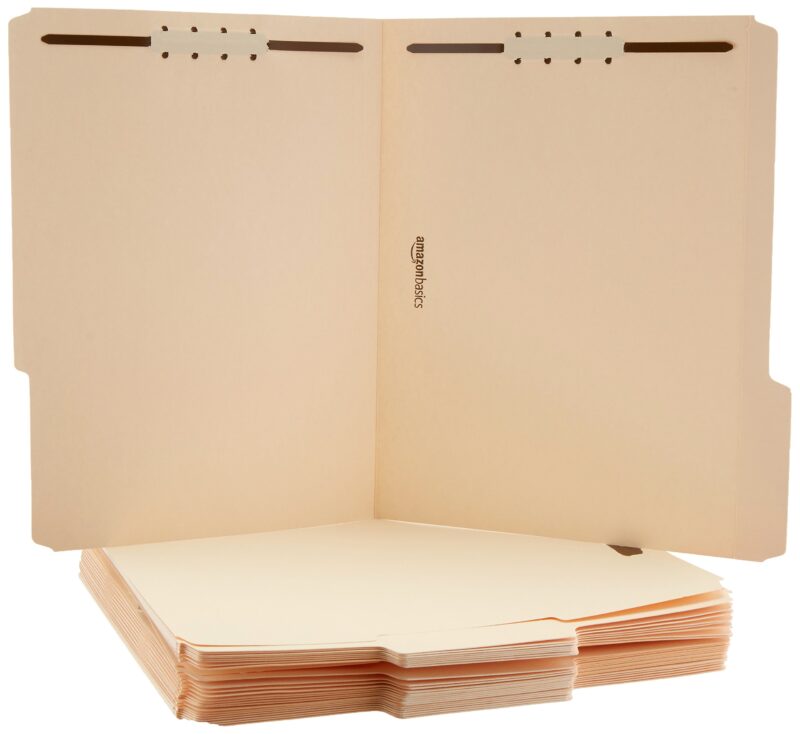 Amazon Basics Manila File Folders With Fasteners, Letter Size, 100-Pack ...