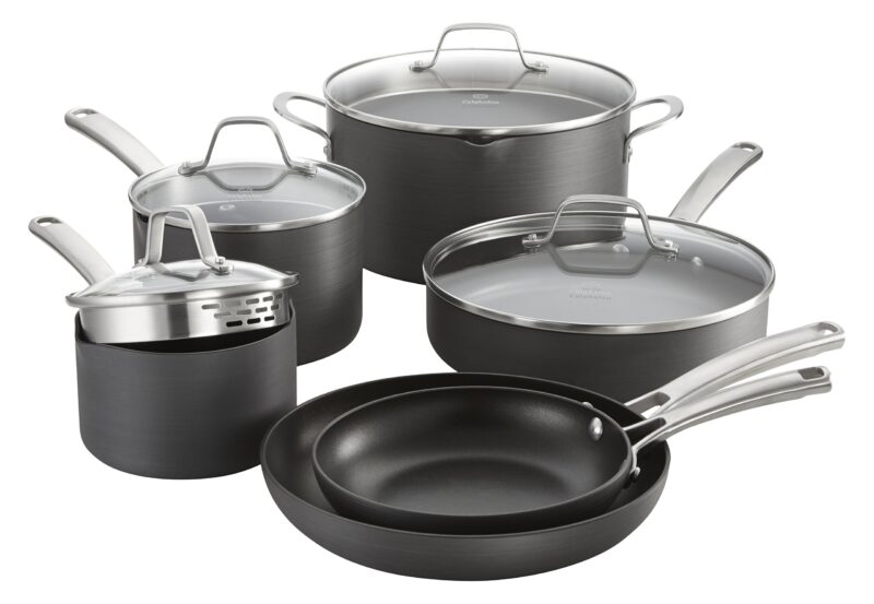Calphalon Classic Nonstick Cookware Set, 10-piece, Grey (1945597 ...