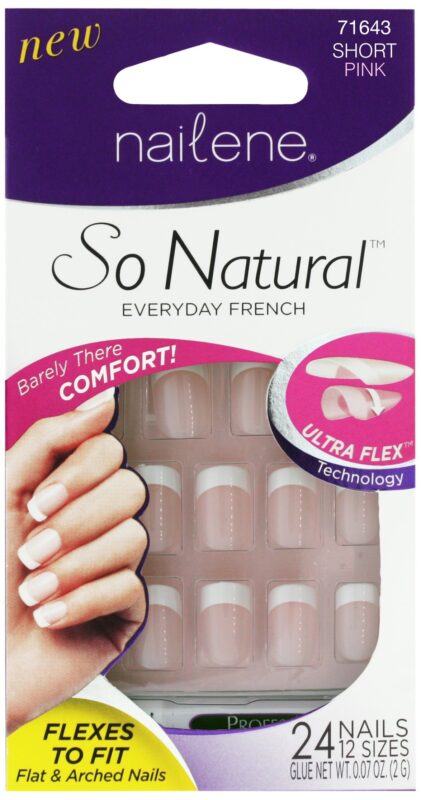 Nailene So Natural Short Artificial Nails, French Pink – Fake Nail Kit ...