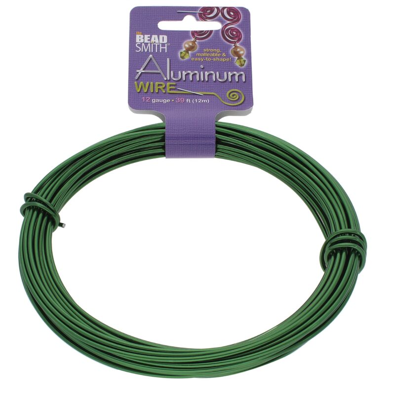 The Beadsmith Anodized Aluminum Wire – 12 Gauge – 39 Feet – Kelly Green ...