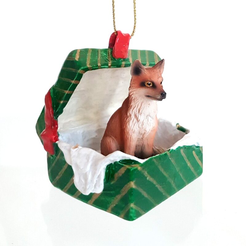 Fox Gift Box Christmas Ornament Red - Delightful! - Swiftsly