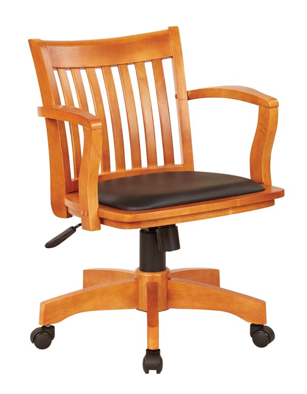 OSP Home Furnishings Deluxe Wood Banker's Desk Chair With Padded Seat ...