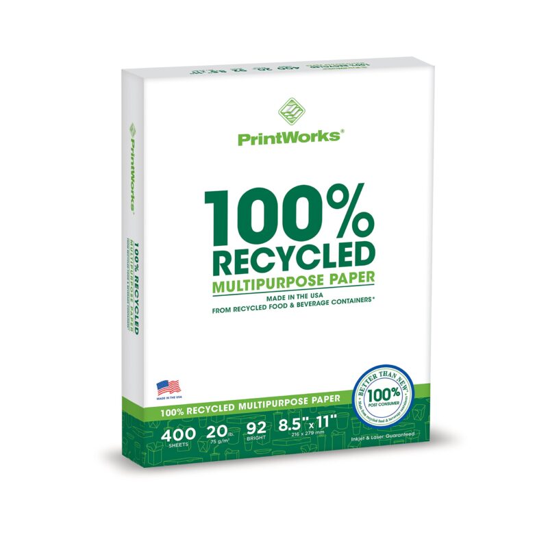 Printworks 100 Percent Recycled Multipurpose Paper, 20 Pound, 92 Bright ...