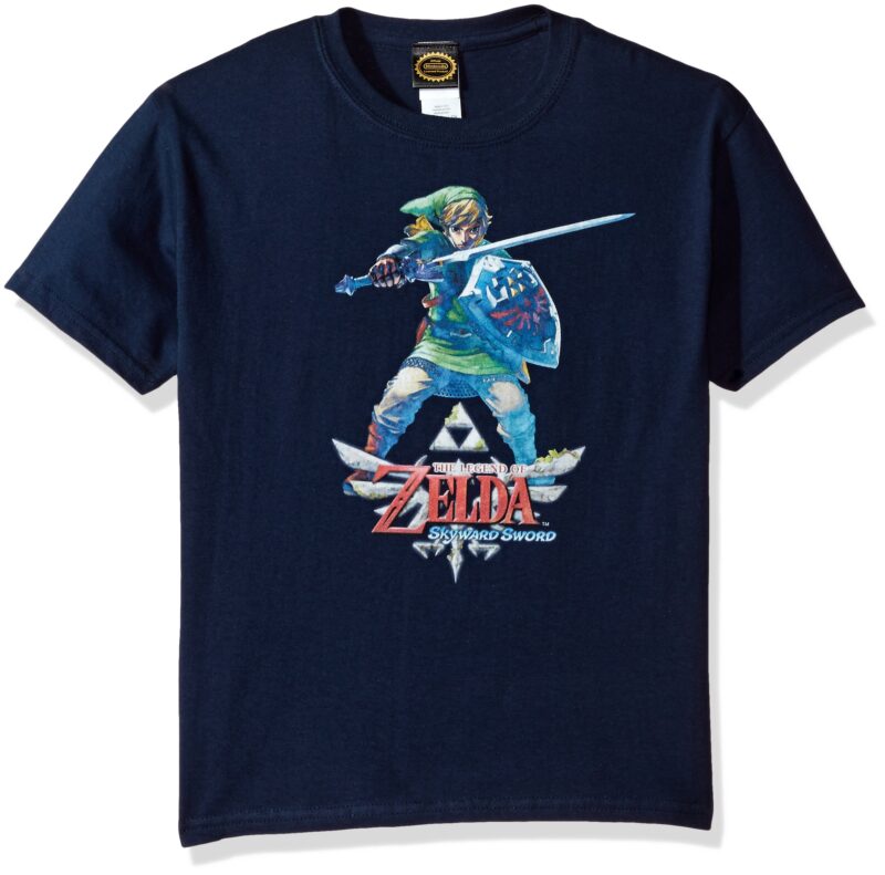 Nintendo Boy's Skyward Link T-Shirt Big Boys Large Navy - Swiftsly