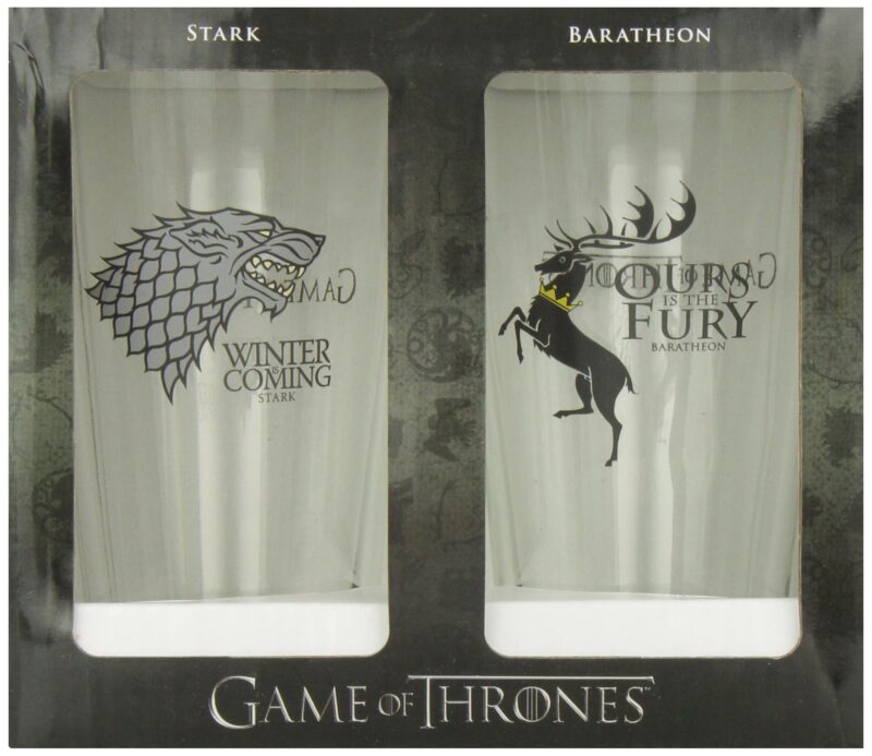 Dark Horse Deluxe Game Of Thrones Pint Glass Set: Stark And Baratheon ...