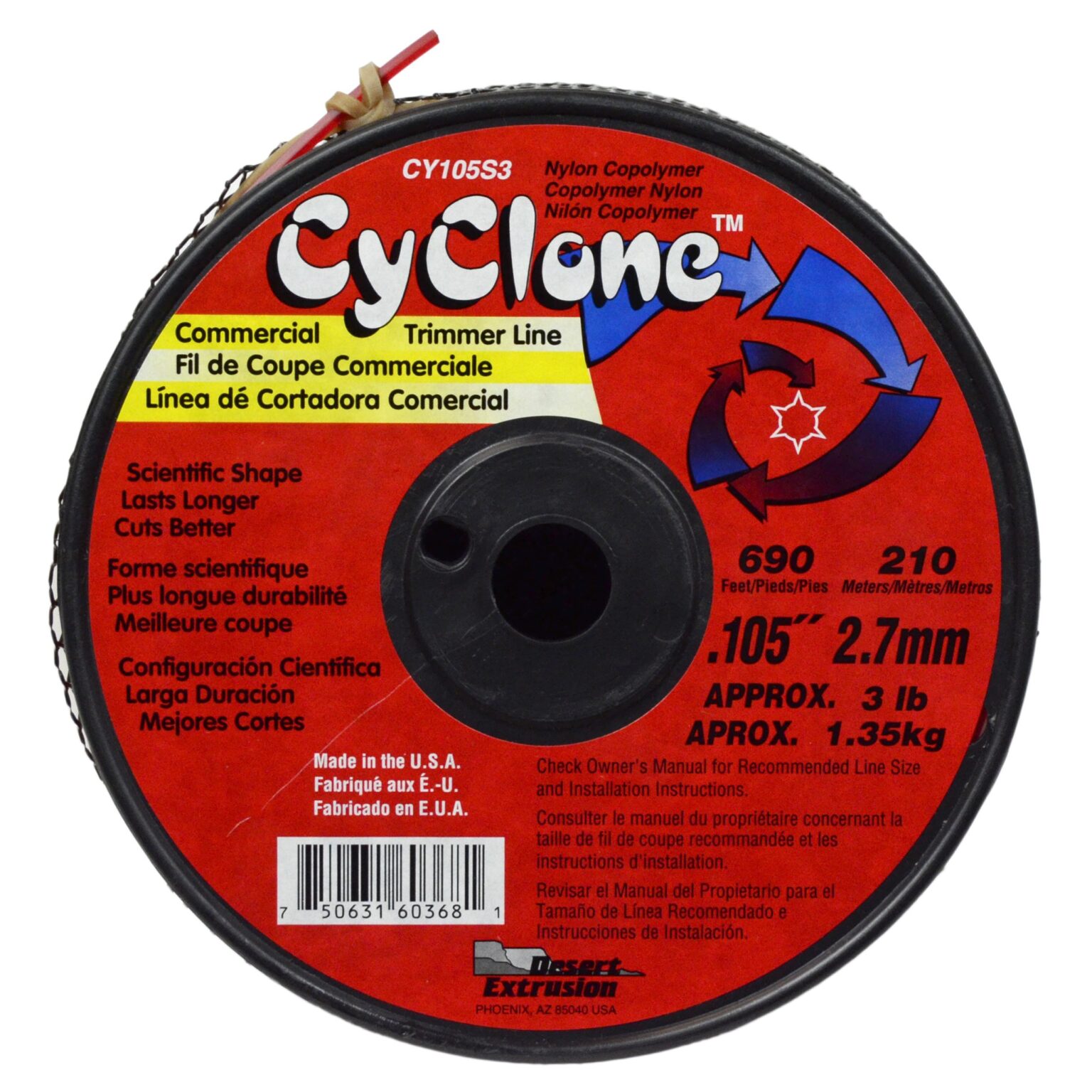 Desert Extrusion Cyclone CY105S3 .105" X690' Commercial Line Red - Made ...