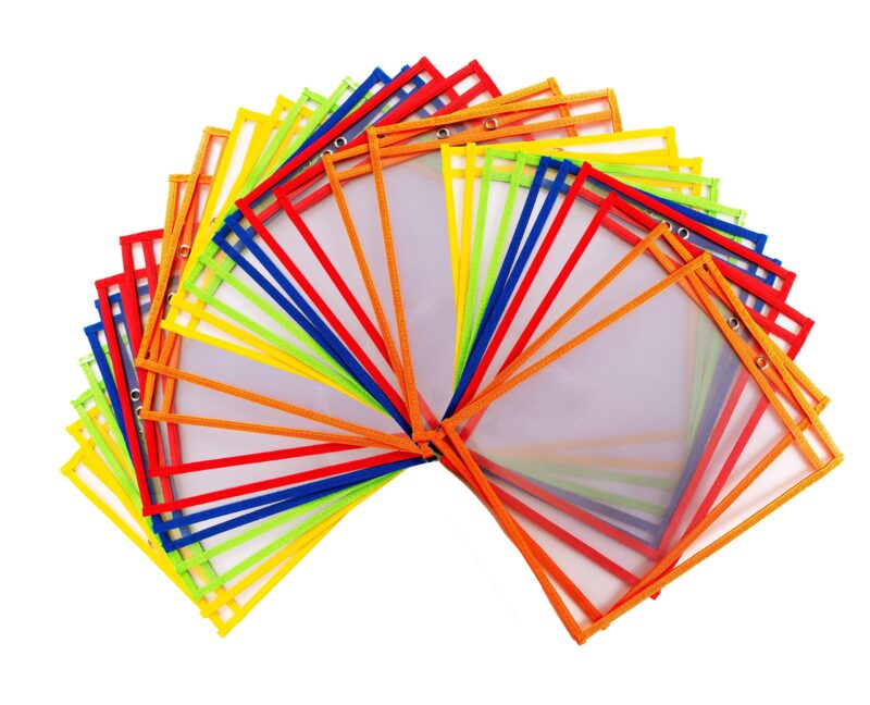 30 Multicolored Dry Erase Pockets, Oversize 10 X 13 Pockets, Perfect ...